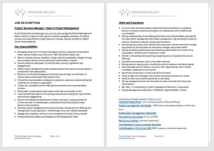 General 10 Project Manager Job Description